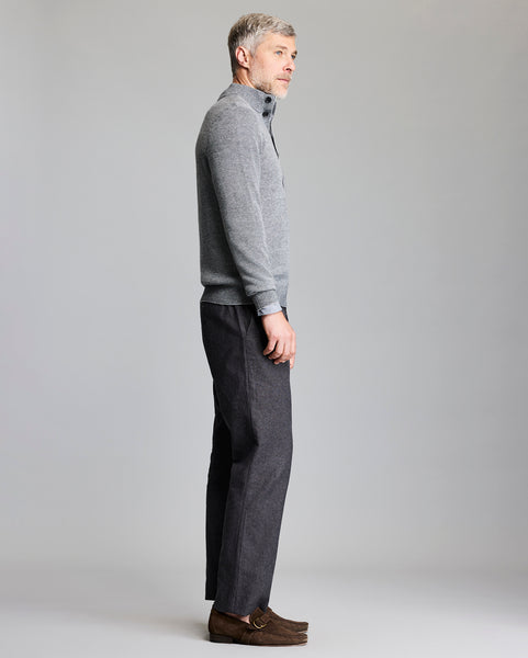 Merino Wool Button Placket Twill Pullover | Billy Reid