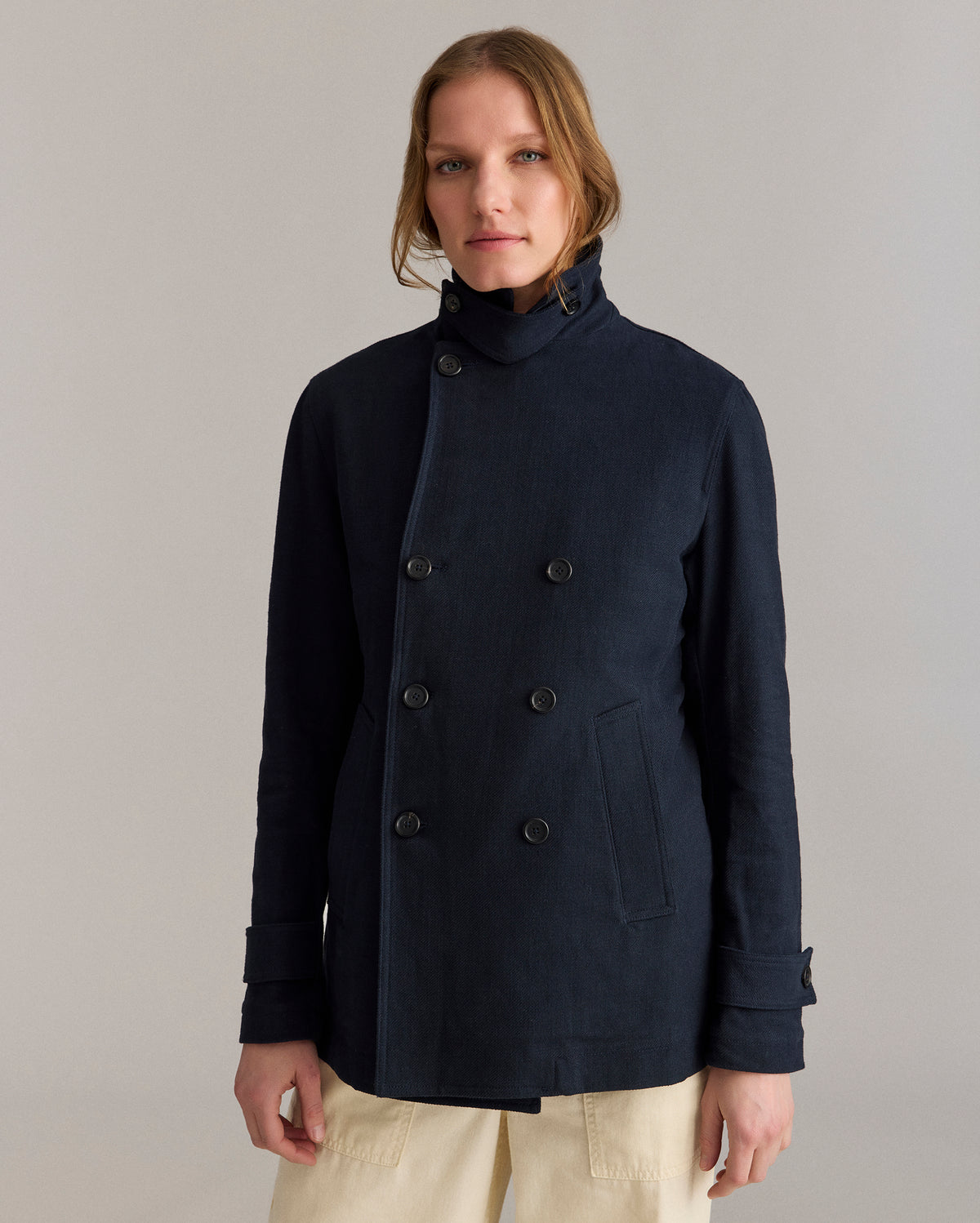 Classic Cotton Spring Peacoat in Deep Navy | Billy Reid