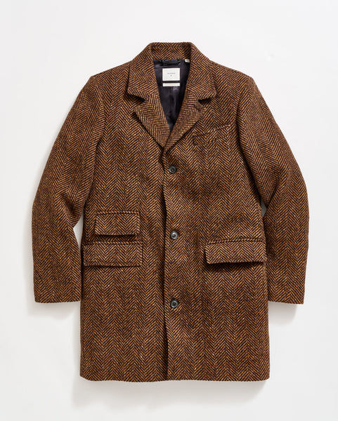 Dark Brown Herringbone Astor Coat | Billy Reid