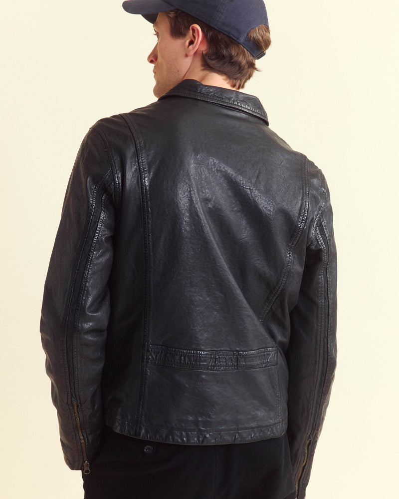 Blake Jacket in Black-Washed Lambskin | Signature Details and ...