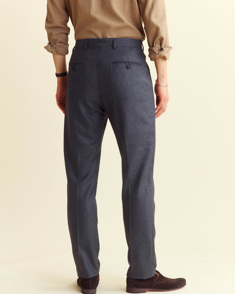 Flat Front Trouser - Slim Fit Charcoal Wool Blend – Billy Reid