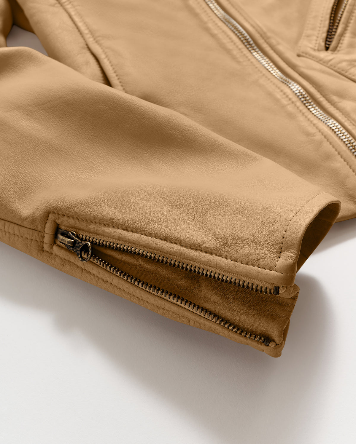 Classic Moto Leather Jacket - Soft Washed Lambskin with Antique Brass ...