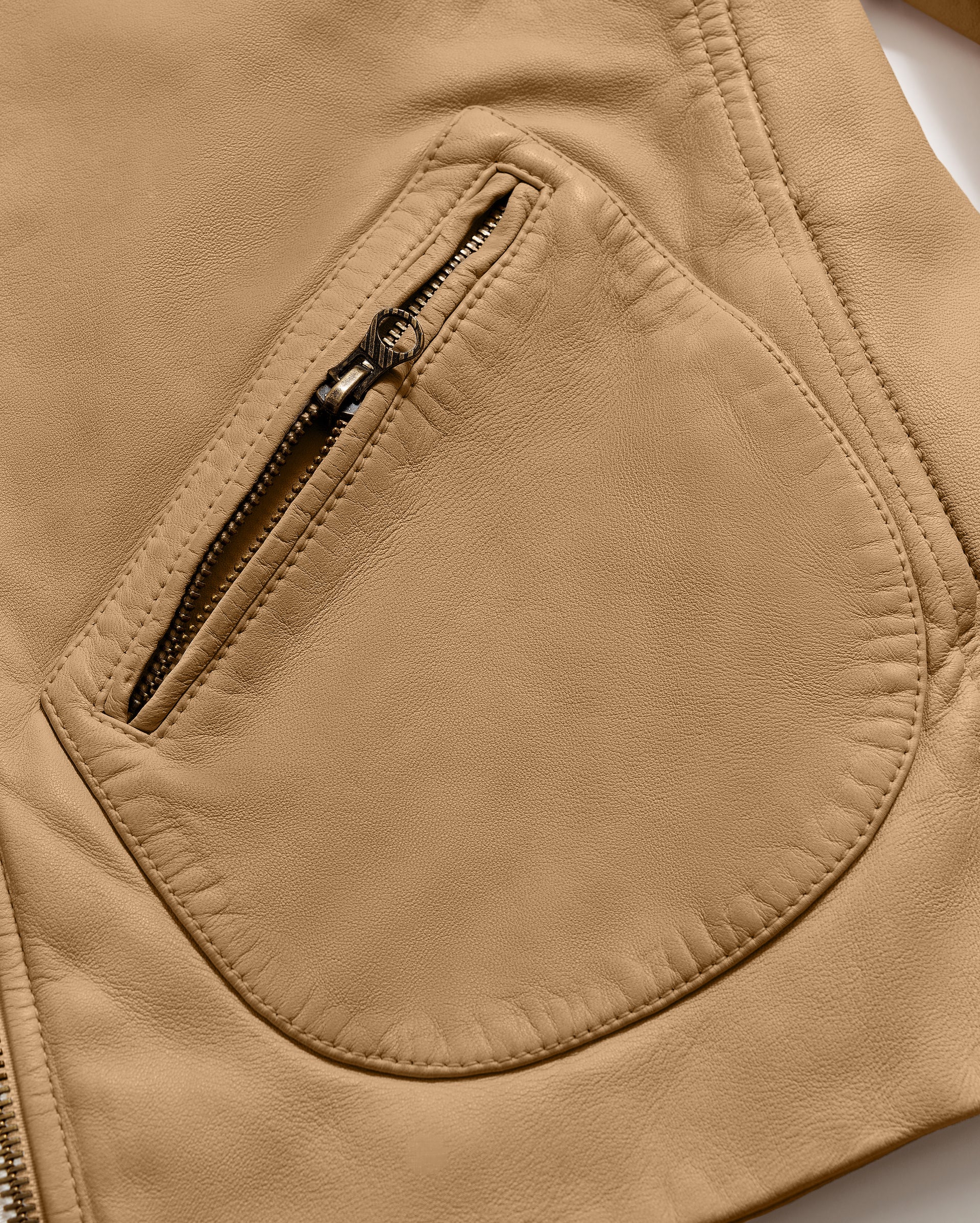 Classic Moto Leather Jacket - Soft Washed Lambskin with Antique Brass ...